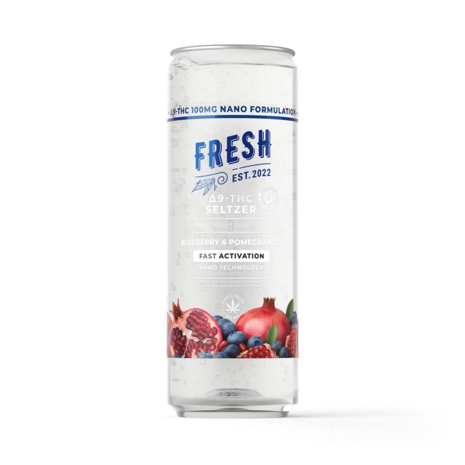 Delta 9 Nano Blueberry & Pomegranate THC Seltzer - 100mg - Fresh